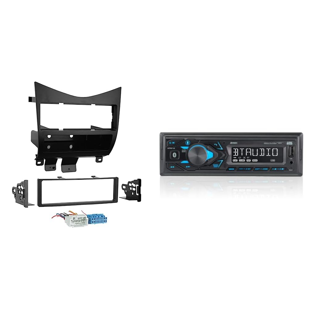 Amazon.com: Metra 99-7862 Single DIN Installation Kit + JENSEN MPR210 Bluetooth Car Stereo Radio ...