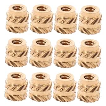 ETHZZLE 60pcs Brass Threaded Insert Nuts with Serrations High Strength ...