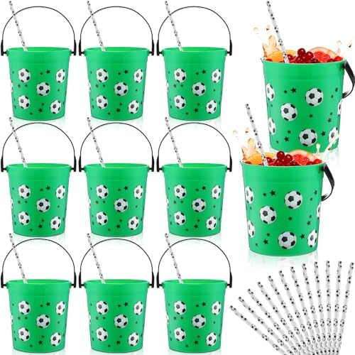 Amazon.com: Lemosae 24 Pcs 32 oz Soccer Buckets with Handles and Straws ...