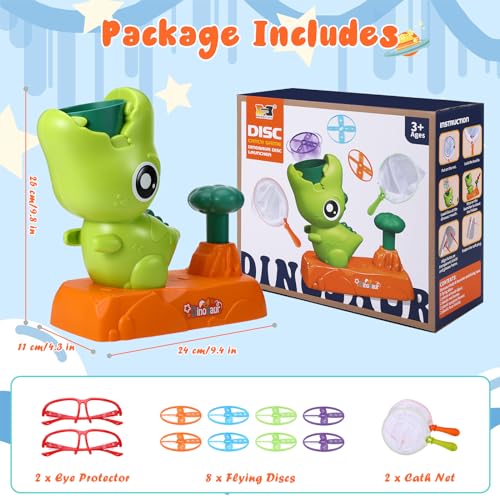 Coikes Outdoor Toys for Kids Flying Disc Launcher Toy with 8 Dics, 2 ...