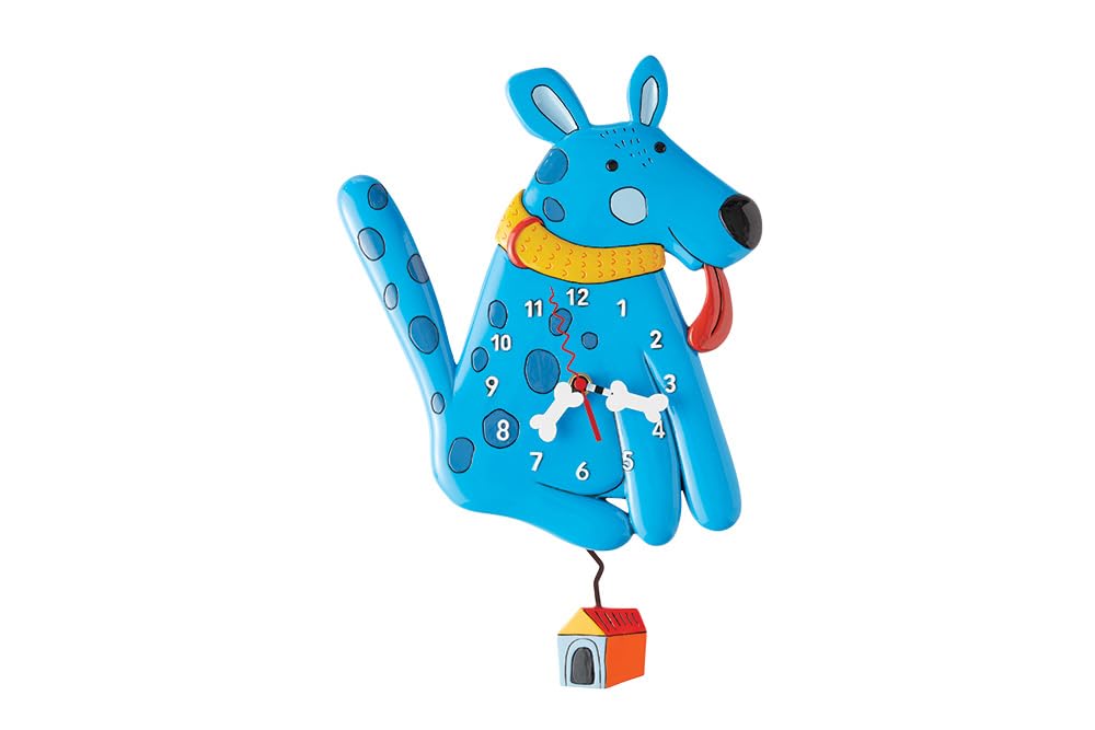 Amazon.com: Enesco Allen Designs Blue Spotted Dog Wall Clock - Battery ...
