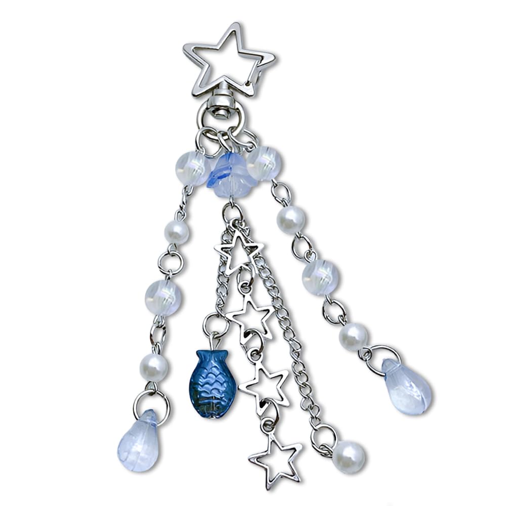 Y2k Blue Jellyfish Star Keyring for Car Keys Ocean Charms Y2k Keychain ...
