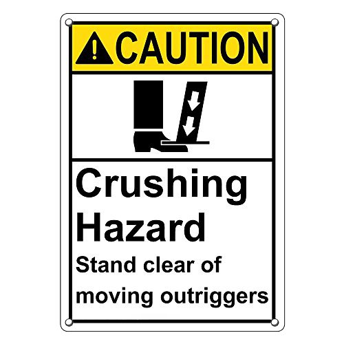 Weatherproof Plastic Vertical ANSI Caution Crushing Hazard Stand Clear ...