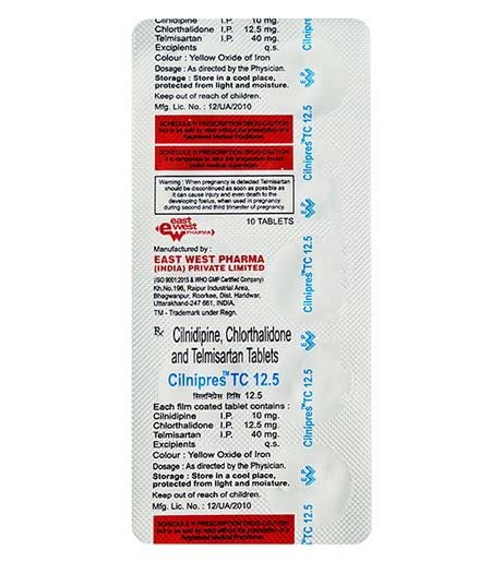 CILNIPRES TC 12.5MG - Strip of 10 Tablets : Amazon.in: Health ...