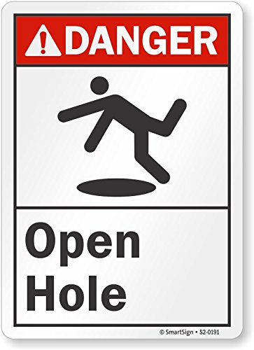 SmartSign “Danger - Open Hole” Sign | 7" x 10" Aluminum : Amazon.in ...