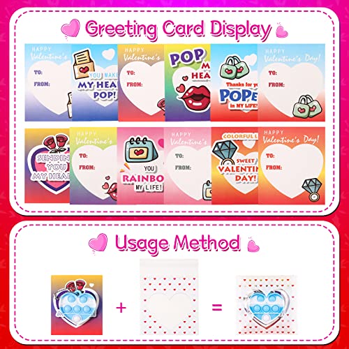 Weceit 30Pack Valentines Cards for Kids Classroom with Heart Pop Bubble ...