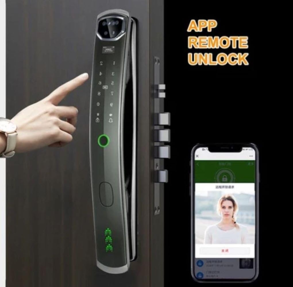 Smart Door Lock with 3D Face Recognition, Video Intercom System, 6-in-1 Keyless Entry Door Lock ...