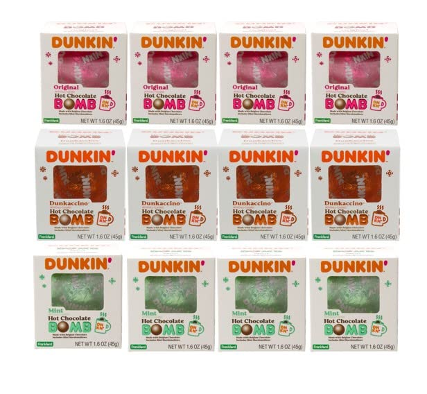 Amazon.com : Dunkin' 12 Pack Assorted Hot Chocolate BOMB Bulk : 4 ...