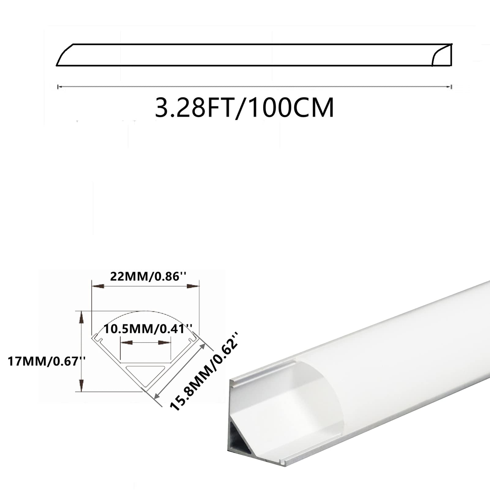 THMOOTHER 20-Pack 3.3FT 1Meter V Shape LED Strip Aluminum Channel ...