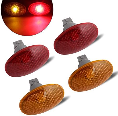 Amazon.com: Bestview LED Side Marker Lights Assembly Amber ＆ Red for ...