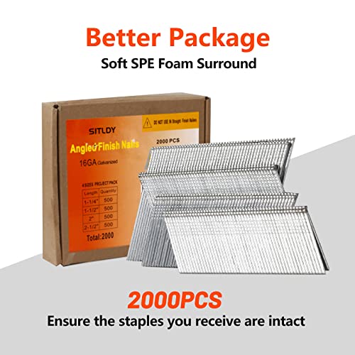 Snapklik.com : SITLDY 16 Gauge Angled Finish Nails, 20-Degree, 2000-Pack