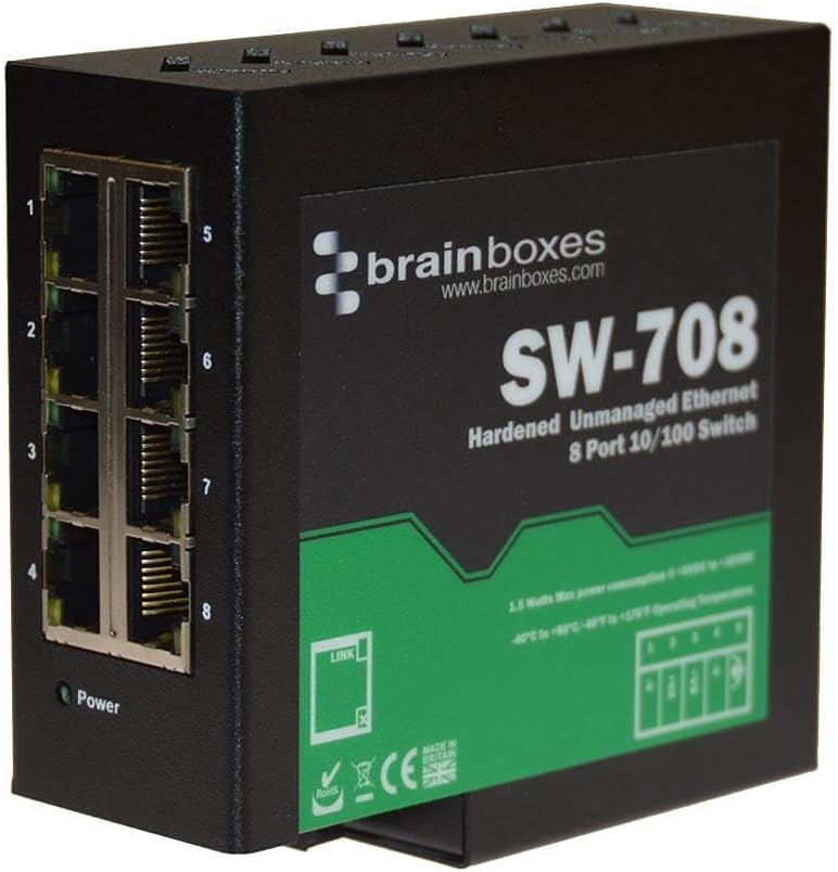 Brainboxes 8 Port Unmanaged Ethernet Switch DIN Mountable : Amazon.ca ...