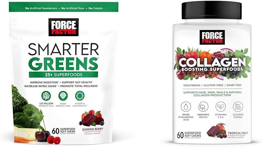 Amazon.com: FORCE FACTOR Smarter Greens Superfood Chews, Greens and ...