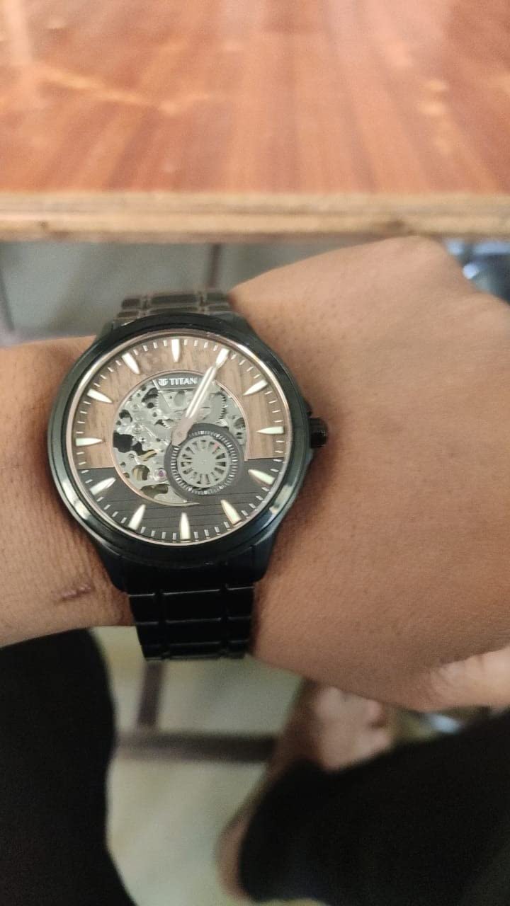 Titan Mens 50.30 x 12.45 x 43.50 mm Maritime II Black Dial Stainless ...