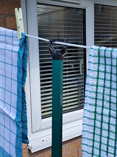 Twin Pack 2.4 Meter GREEN Addiz Square Metal Prop For Washing Line ...