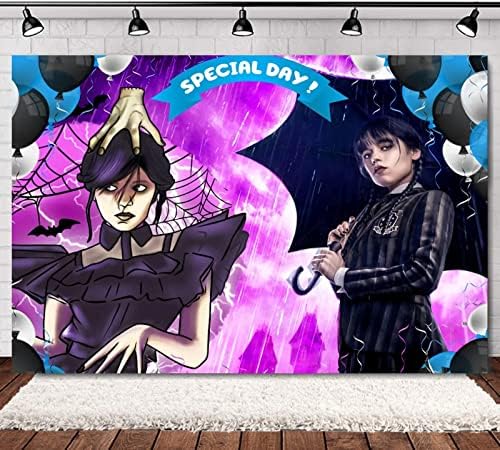Amazon.com : Wednesday Addams Backdrop Birthday Banner Decorations ...