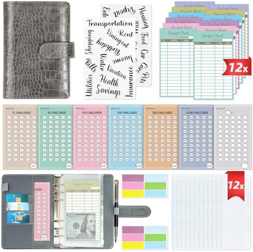 Amazon.com : 2 in 1 Money Saving Binder, A6 Budget Binder with 12pcs ...