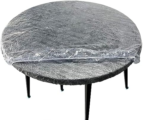 Pioggia Clear Vinyl Round Fitted Tablecloth Waterproof Elasticized ...