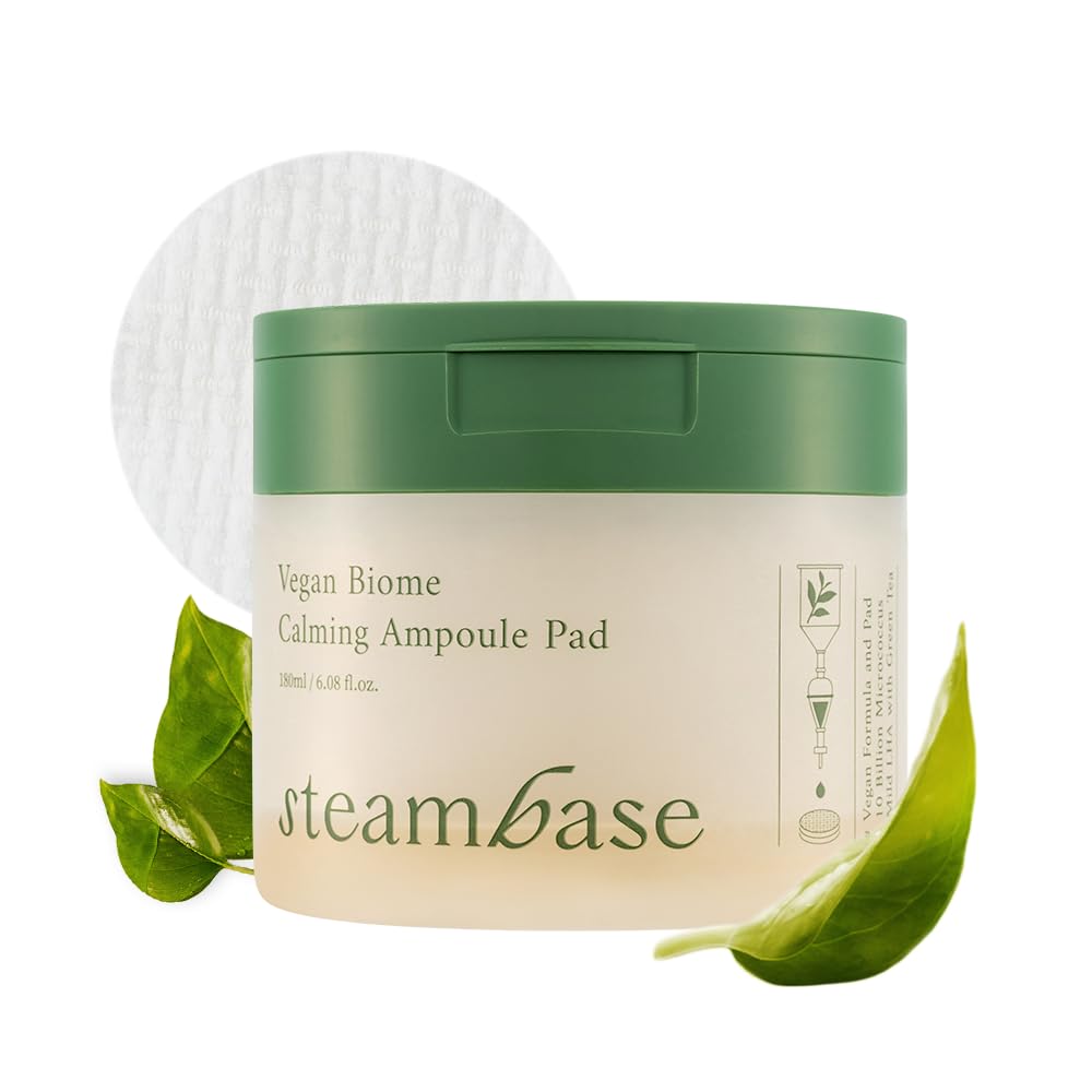 Amazon.com: STEAMBASE Vegan Biome Calming Ampoule Pads, 70 Sheets | Green Tea Calming Toner Pads ...