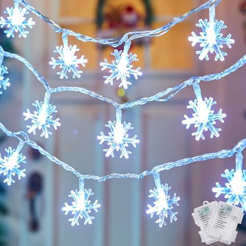 Amazon.com: 2 Pack Christmas Snowflakes Lights, 26 Ft 50 LED Snowflake ...