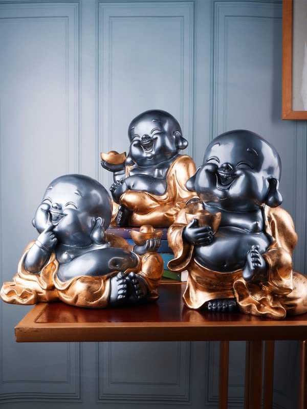 THE WHITE INK DECOR Premium Feng Shui Decorative Resin Buddha Baby Monk ...