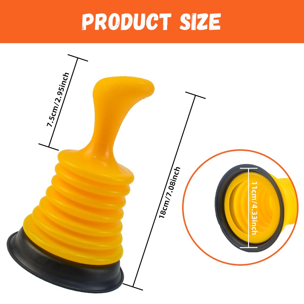 MAGENME Sink Plunger PowerfulDrain Plunger Commercial Style Plumbers ...