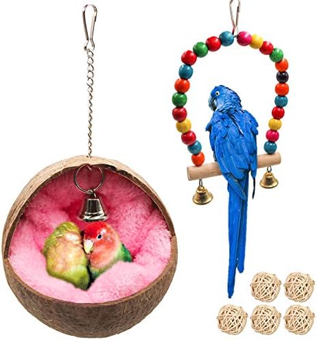 Amazon.com : Natural Coconut Bird Nest,Parrot Coco Hut House Bed with ...