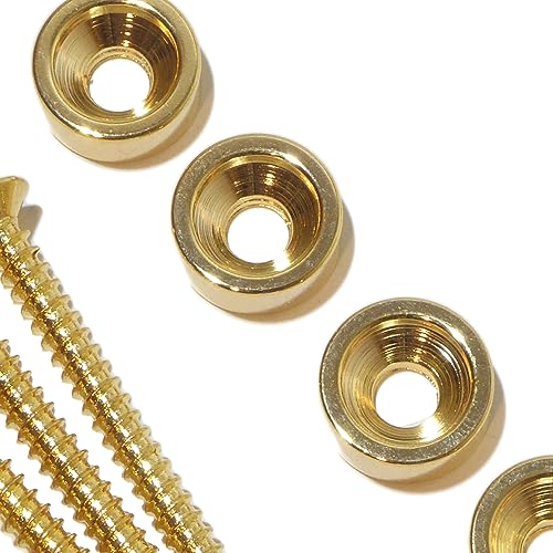 set of 4 guitar neck joint bushing/washers in gold including screws ...