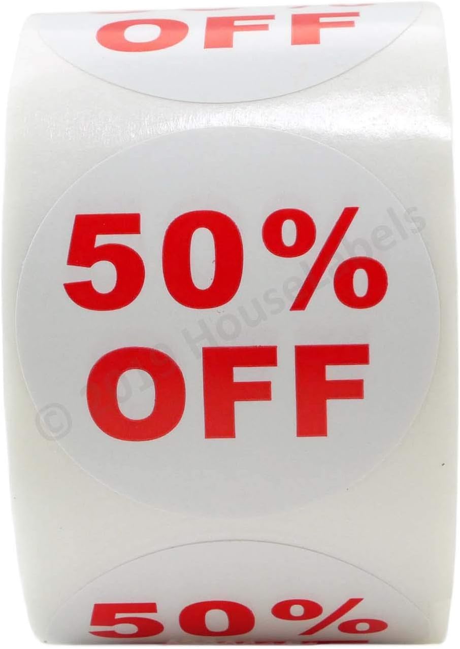 Amazon.com : 50 Percent Off Stickers,Price Stickers for Retail Store 3/ ...