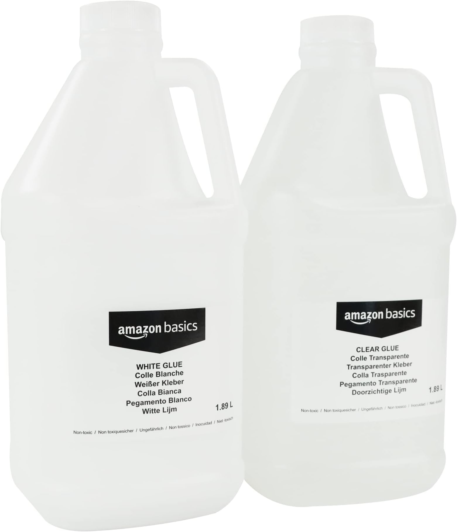 Amazon Basics 1/2 Gallon Clear Glue and 1/2 Gallon White Glue, 2-Pack ...