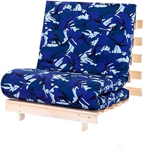 Complete Designer Camouflage Futon Wooden Base and Mattress Sofa Bed ...