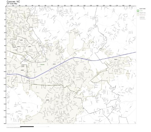 Amazon.com : ZIP Code Wall Map of Conover, NC ZIP Code Map Not ...