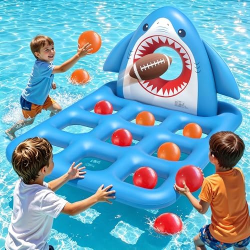 Amazon.com: JOSEN Inflatable Pool Toys Games, Fun 2-in-1 Shark Pool ...