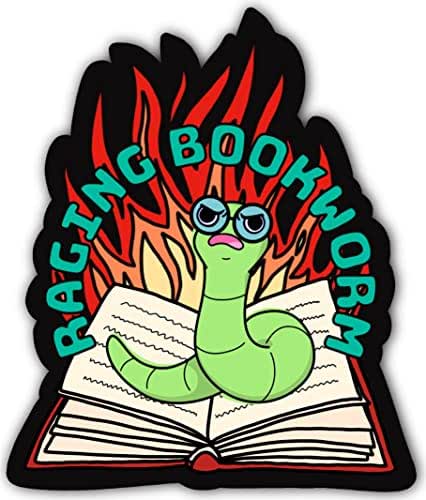 Amazon.com: Raging Bookworm Sticker/Cute Funny Avid Reader Book Nerd ...