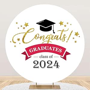 Amazon.com : Laeacco 5x5ft Congrats Graduates Class of 2024 Round ...