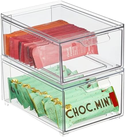 Amazon.com: mDesign Stackable Storage Containers Box with Pull-Out ...