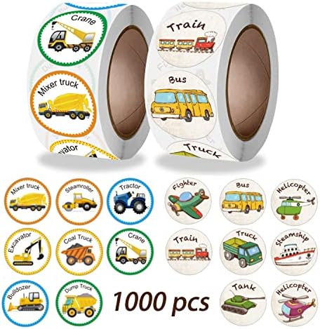 Amazon.com: UVUXO 1000 PCS Cartoon Truck Car Stickers Roll for Kids ...