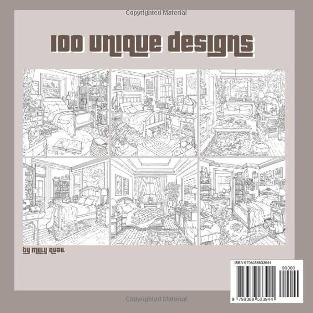 detailed coloring pages bedroom