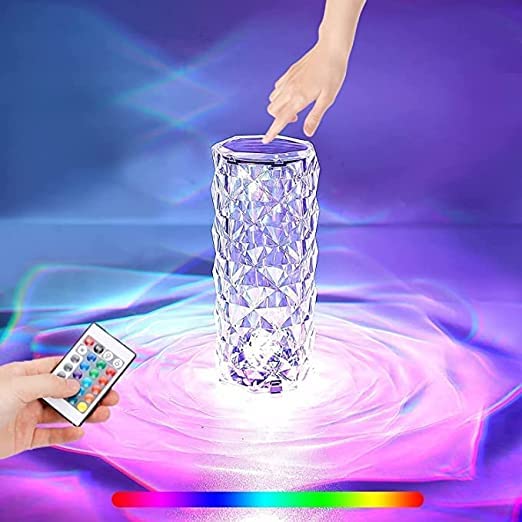 Buy Crystal Lamp Rose Diamond Touch Lamp LED RGB 16 Colors USB Crystal ...