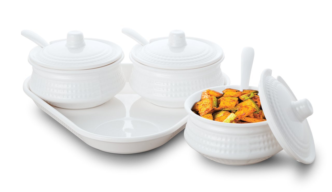 Dinewell 10 Pcs Pickle Set- White : Amazon.in: Home & Kitchen