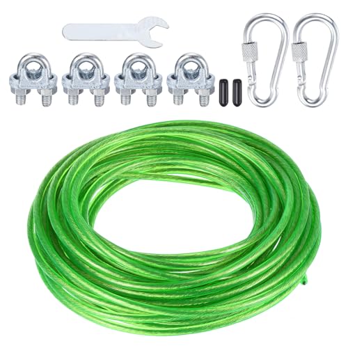 PATIKIL Plastic Coated Clothesline Kit, 1/4″x49ft Steel Core Clothes ...