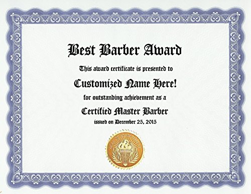 Amazon.com: Best Barber Award: Personalized Custom Award Certificate ...