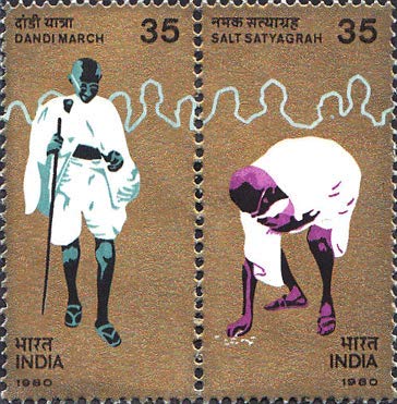 India 1980 Dandi March Salt Satyagraha se-Tenant Pair Stamps Stampbazar ...