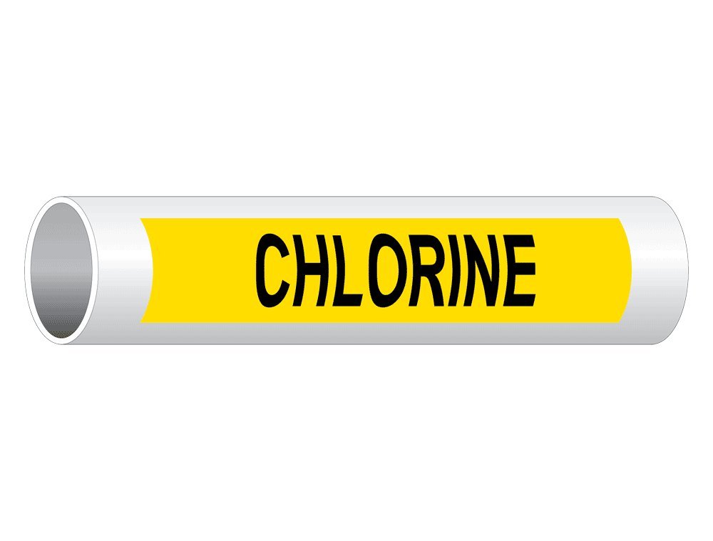 ComplianceSigns.com Chlorine (Black Legend On Yellow Background) Pipe ...