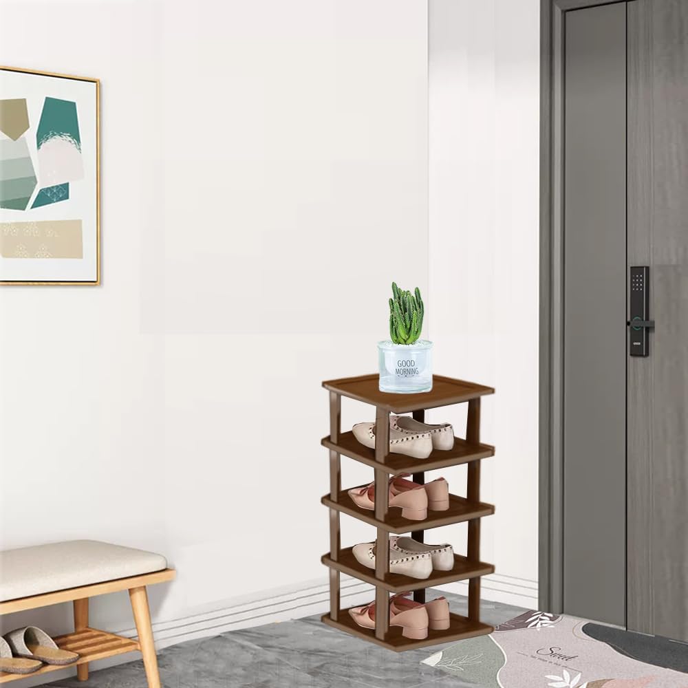 Amazon.com: CinYana Bamboo Vertical Shoe Rack for Entryway,Narrow Shoe ...