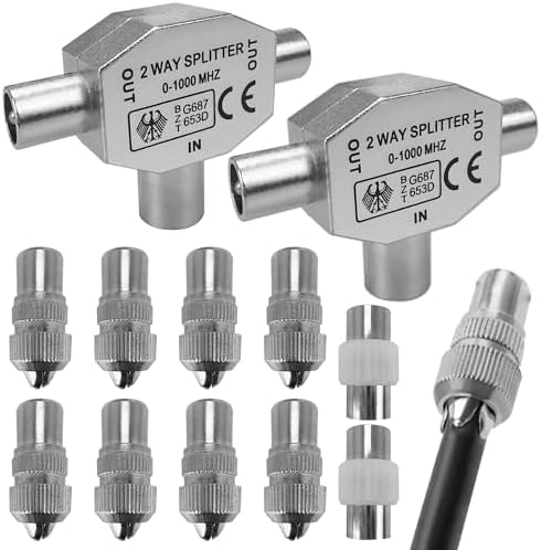 2 Way Digital Signal Antenna Splitter, 2 Way 1 Female to 2 Male Coaxial ...