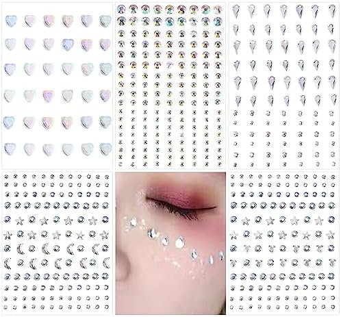 Amazon.com : SAOROPEB 5 Sheets Face Gems Face Jewels Stickers, Self ...