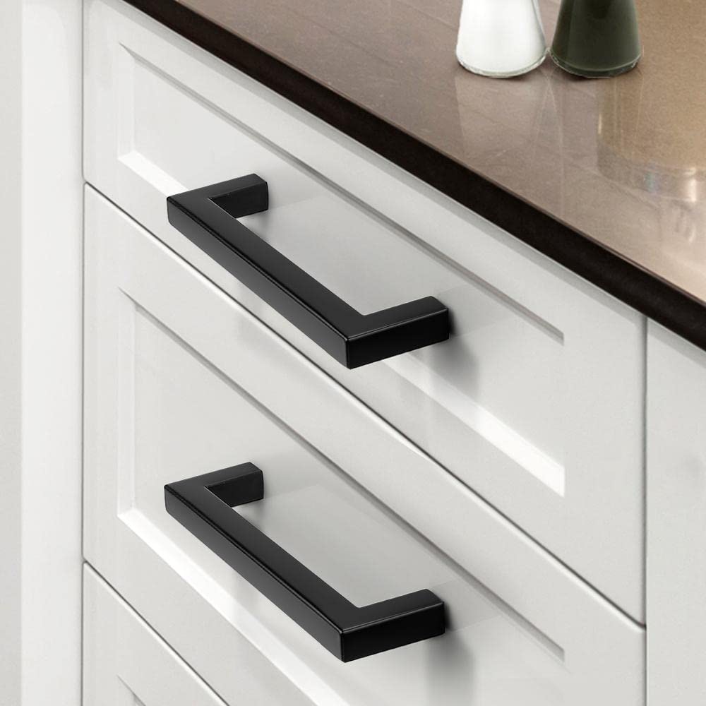 Snapklik.com : Square Bar Cabinet Pulls Black Kitchen Drawer Handles 5 ...
