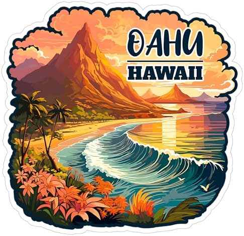 Amazon.com: Oahu Hawaii Design C Souvenir Vinyl Decal Sticker 2-Inch ...