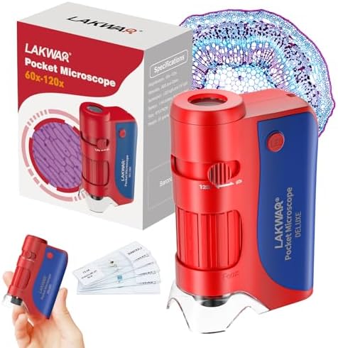 Amazon.com : 60x-120x Mini Pocket Microscope for Kids Adults, Portable ...